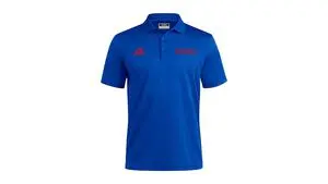 Adidas Jayhawks Coaches Ottoman Polo Shirt - Kansas Royal Blue Team Power Red