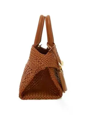 FERRAGAMO Woven Nappa Leather Hug Tote Bag