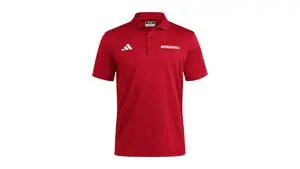 Adidas Cornhuskers Coaches Ottoman Polo Shirt - Nebraska Team Power Red White