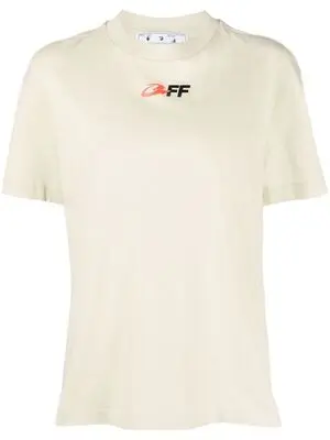 Off-White Graphicprint Cotton T-shirt - Beige/black
