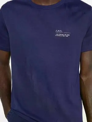 A.p.c. Crew Neck Logo Print T-shirt - Blue