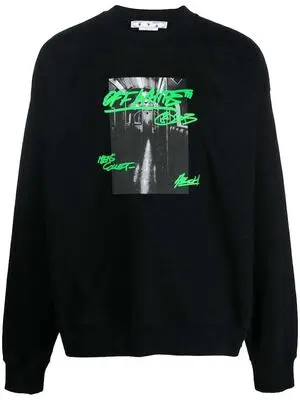 Off-White Metro Type Skate Crewneck Sweatshirt - Black/green