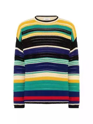 LANEUS Striped Open Knit Jumper