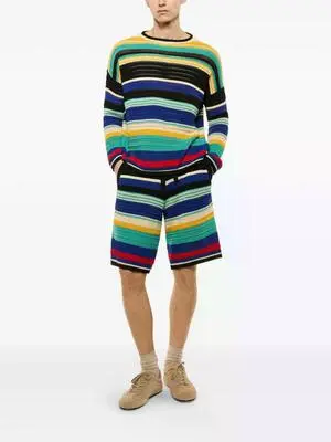 LANEUS Striped Open Knit Jumper