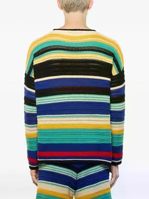 LANEUS Striped Open Knit Jumper
