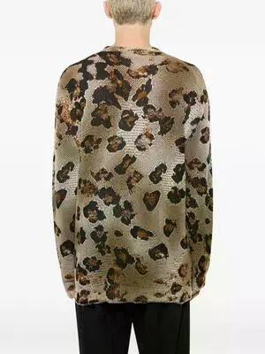 LANEUS Leopard Print Knitted Jumper