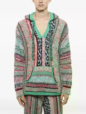 LANEUS Patterned V-neck Hoodie