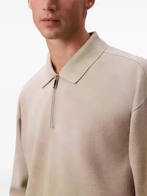 Calvin Klein Zip-up Long-sleeved Polo Shirt - Neutrals