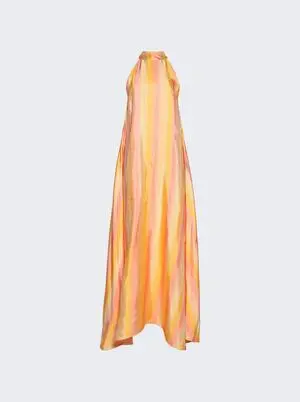 DIMA AYAD Striped Halterneck Dress Orange
