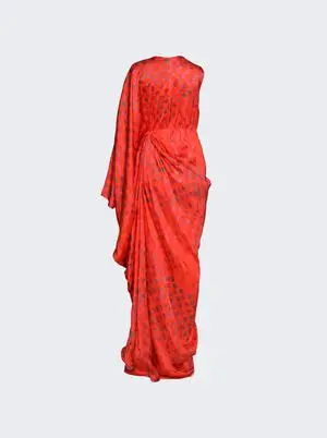 DIMA AYAD Polka Dot One-sleeve Maxi Dress - Orange