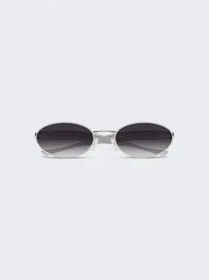 Bottega Veneta Sardine Oval Sunglasses Silver - A