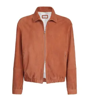 Brunello Cucinelli Suede Zip-up Jacket - Orange