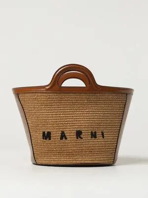 Marni Tropicalia Bag In Leather And Raffia Natural
