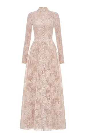 MONTSAND Cotton-blend Lace Button-front Maxi Dress - Nude
