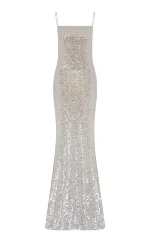 Ila Electra Square Neck Open-back Sequin Maxi Dress - White