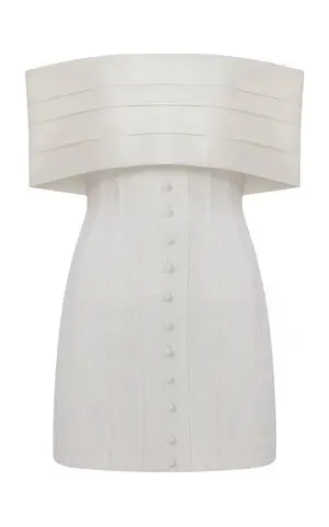 Ila Solene Lace Mini Dress With Silk Tuxedo Collar - White