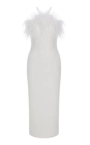 Ila Bex Feathered Midi Dress - White