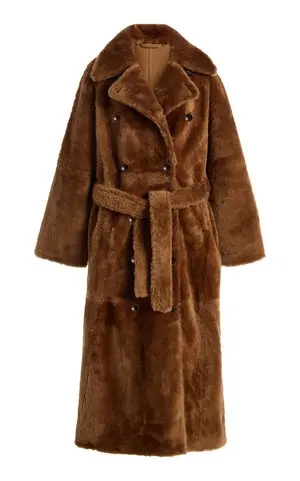 BY MALENE BIRGER Hally Reversible Shearling Coat - Brown