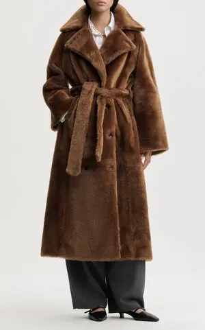 BY MALENE BIRGER Hally Reversible Shearling Coat - Brown