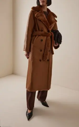 BY MALENE BIRGER Hally Reversible Shearling Coat - Brown