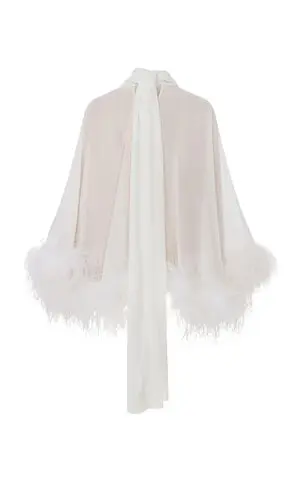 Ila Neck-tie Feather-detail Short Cape