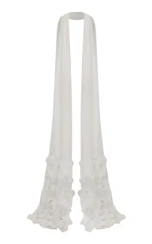 Ila Olia Chiffon Stole With Sculpted Edges - White