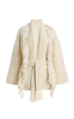 BY MALENE BIRGER Candela Fringed Wool-blend Sweater - White
