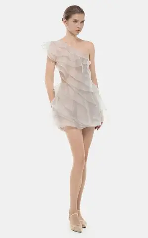 MONTSAND Ruffled One-shoulder Mini Dress