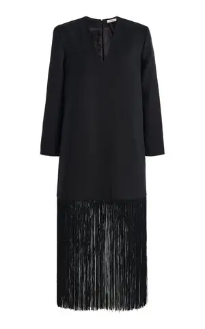 BY MALENE BIRGER Mella Fringed Virgin-wool Midi Dress - Black
