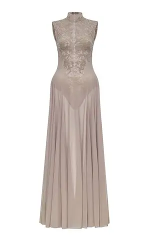 MONTSAND Jacquard Maxi Dress - Nude