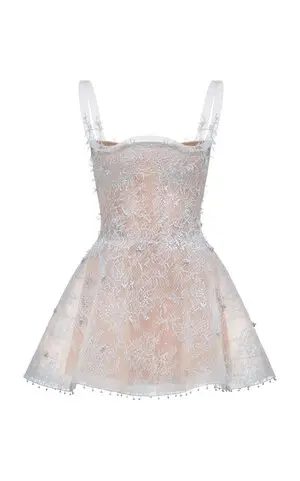 MONTSAND Straight-neck Skater Mini Dress - Light Blue