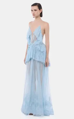 MONTSAND Tiered Mesh Maxi Dress