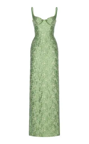 MONTSAND Brocade Bamboo-print Maxi Dress - Green