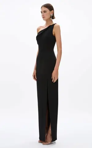 Rachel Gilbert Emile One-shoulder Column Gown