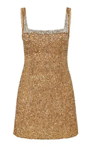 Rachel Gilbert Kaity Sequined Mini Dress - Gold