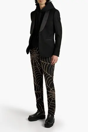 Moschino Embellished Wool-twill Tapered Trousers