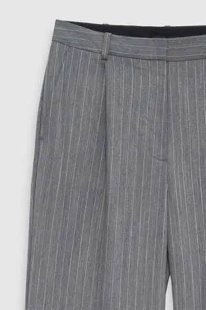 ANINE BING Trent Cropped Pinstripe Trousers - Light Grey Pinstripe