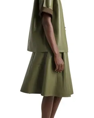 Prada Pleated Nappa Leather Skirt - Green