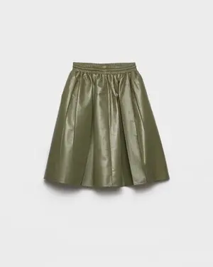 Prada Pleated Nappa Leather Skirt - Olive Green