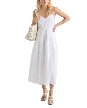 Marella Embroidered Cotton Poplin Midi Dress