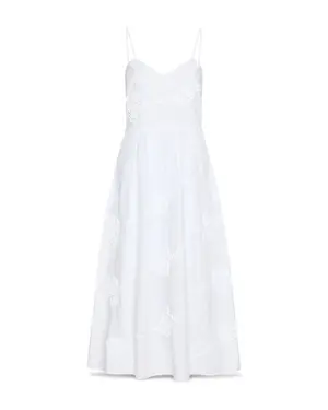 Marella Embroidered Cotton Poplin Midi Dress