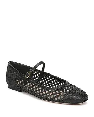 Veronica Beard Ellie Raffia Flats - Black