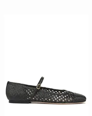 Veronica Beard Ellie Raffia Flats - Black