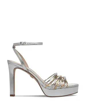 Veronica Beard Strappy Platform High Heel Sandals - Silver/pale