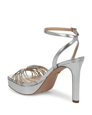 Veronica Beard Strappy Platform High Heel Sandals - Silver/pale