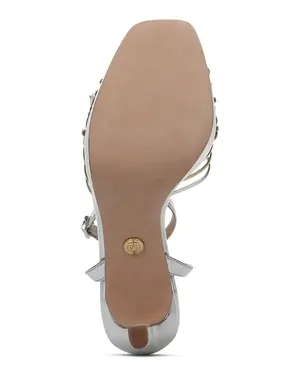 Veronica Beard Strappy Platform High Heel Sandals - Silver/pale