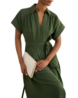 HOBBS LONDON Button-up Collared Midi Dress With Belt