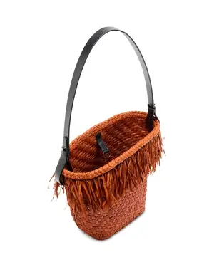 Proenza Schouler Small Fringed Raffia Bucket Bag