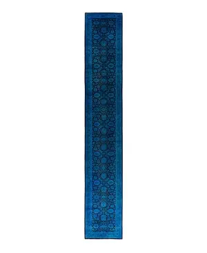 Bloomingdale'S Fine Vibrance M1506 Runner Area Rug 2'7x17'6 - Blue