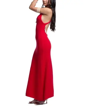 CAPITTANA Ignacia Plunging Neck Dress - Red
